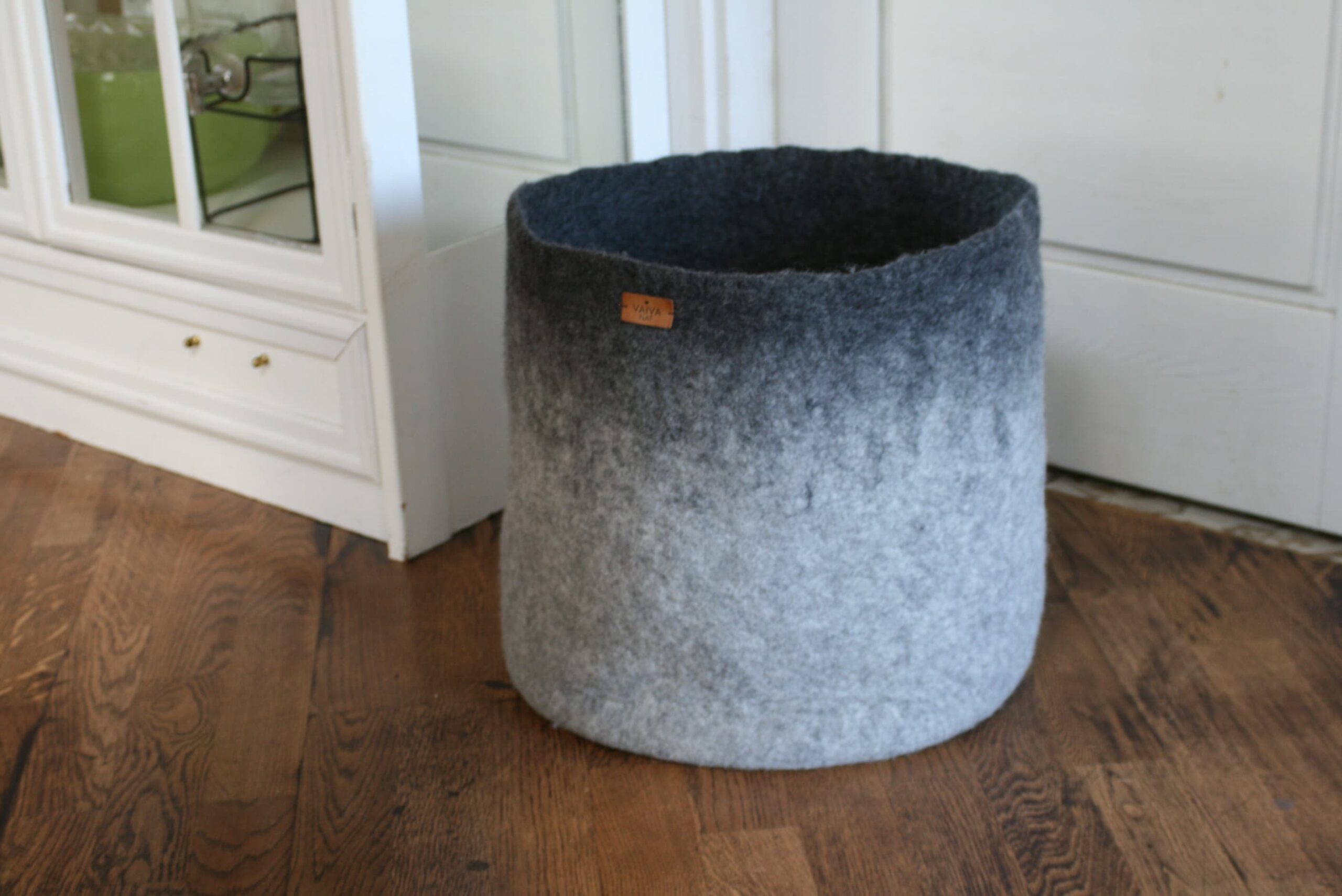 Ombre Grey Rustic Storage Felt Basket Bucket Bin / Sturdy Hand felted ...