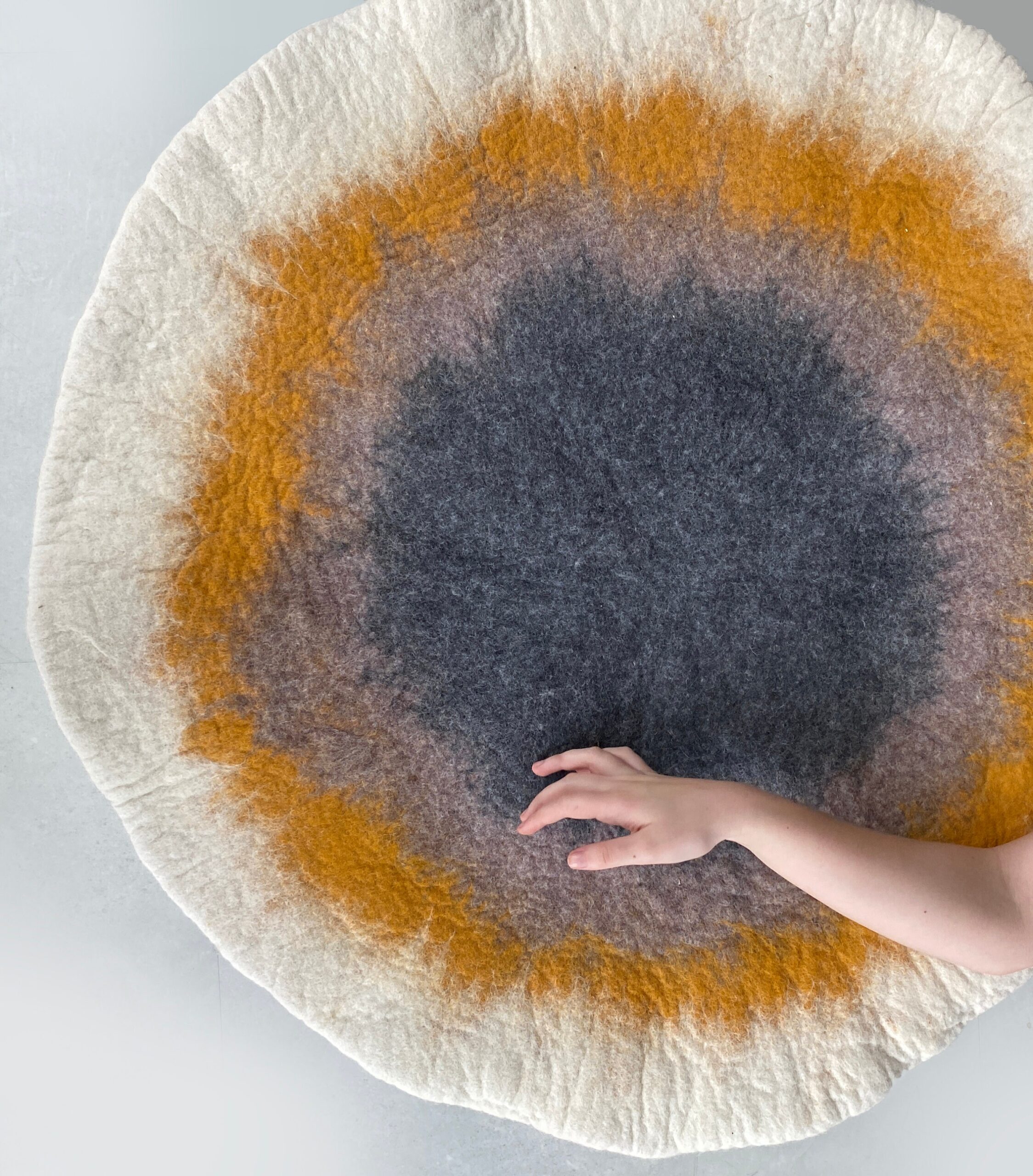 Hand-Felted Round Merino Wool Accent Rug – Minimalist Art, Modern ...
