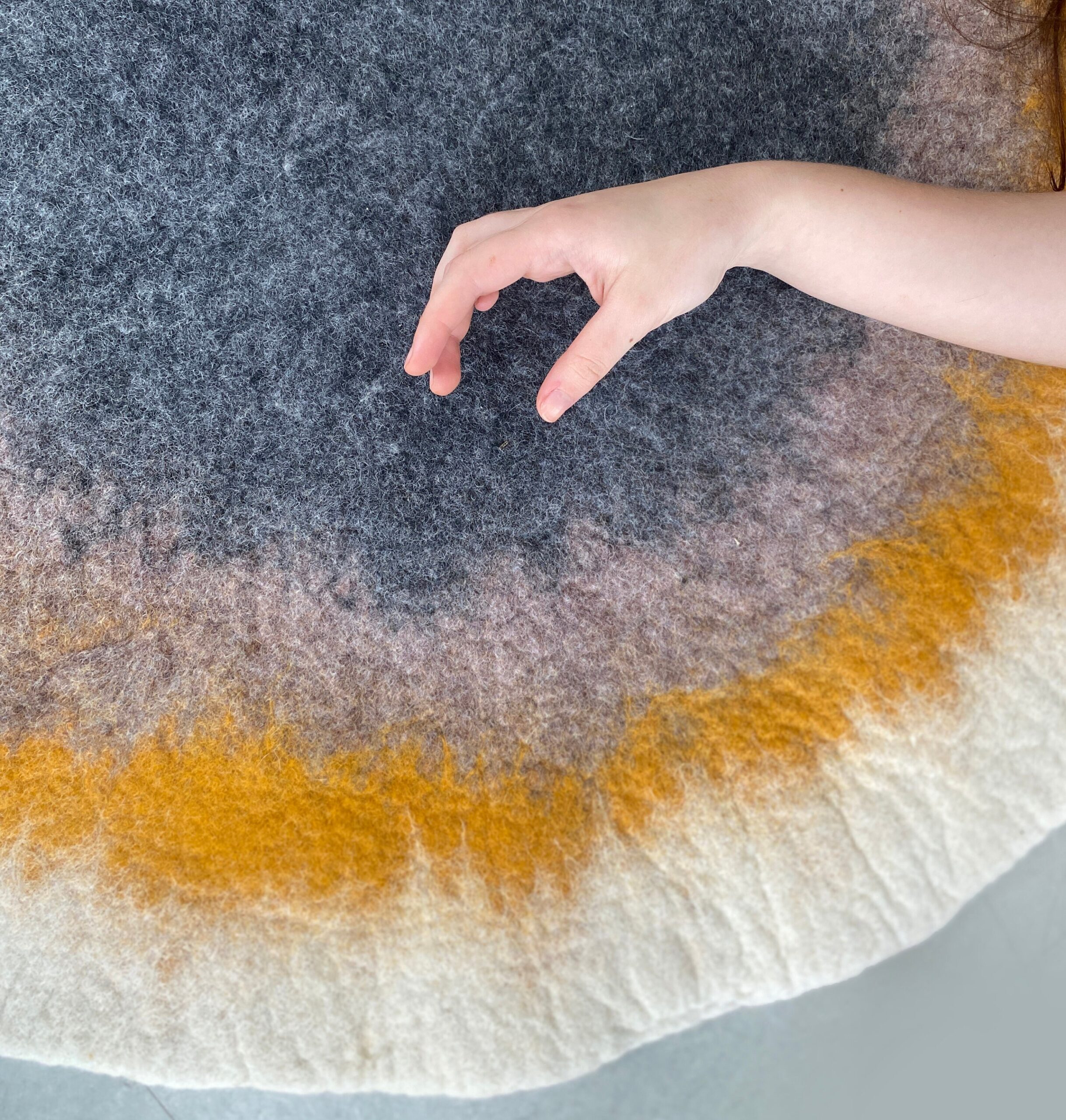 Hand-Felted Round Merino Wool Accent Rug – Minimalist Art, Modern ...
